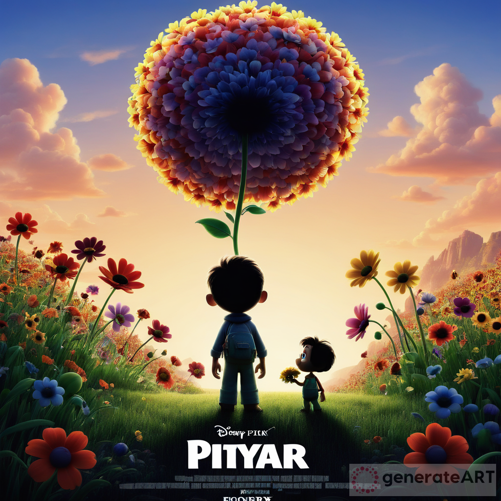 Enchanting Flower Silhouettes: Pixar Movie Poster | GenerateArt