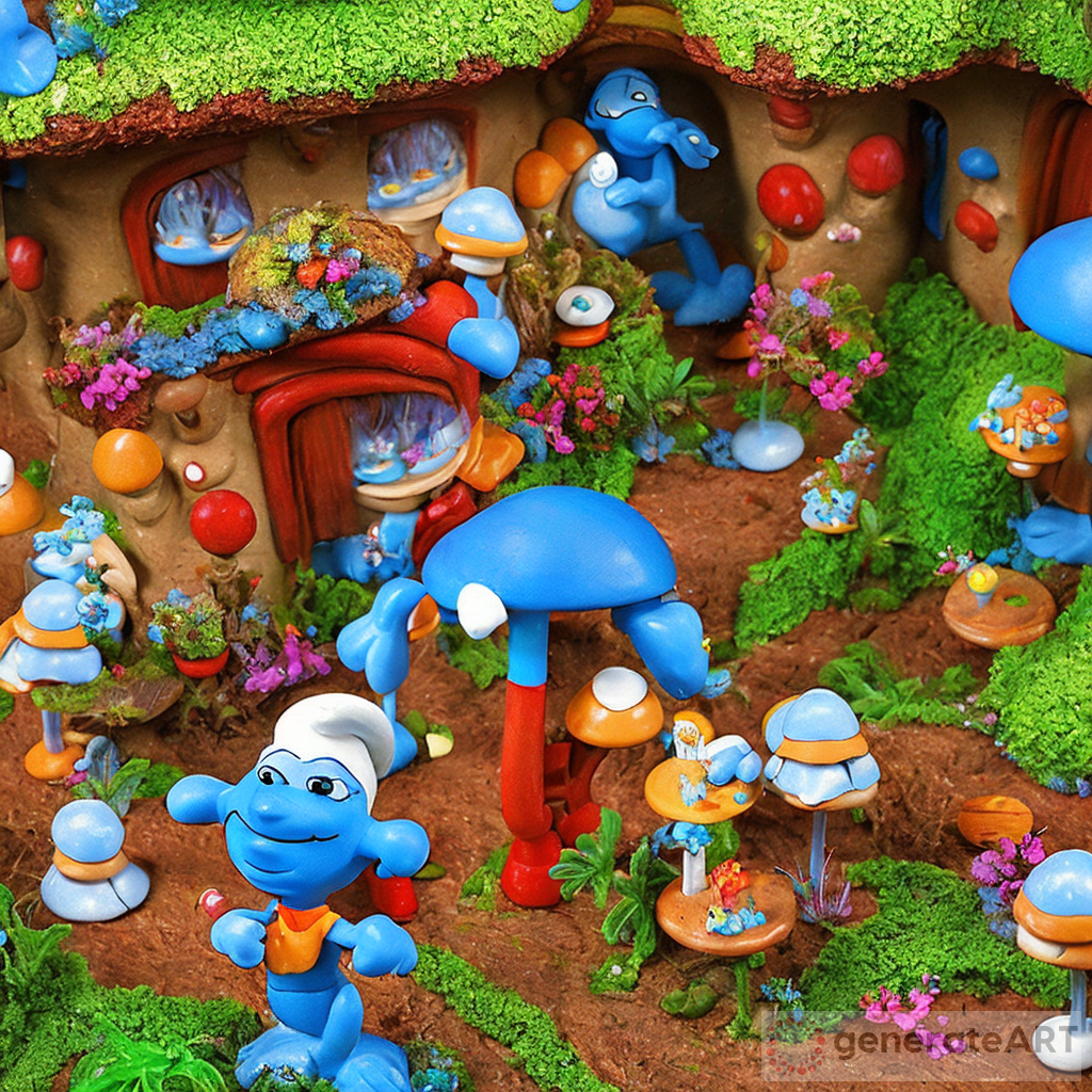 Colorful Mushroom House Toy For Smurfs Generateart